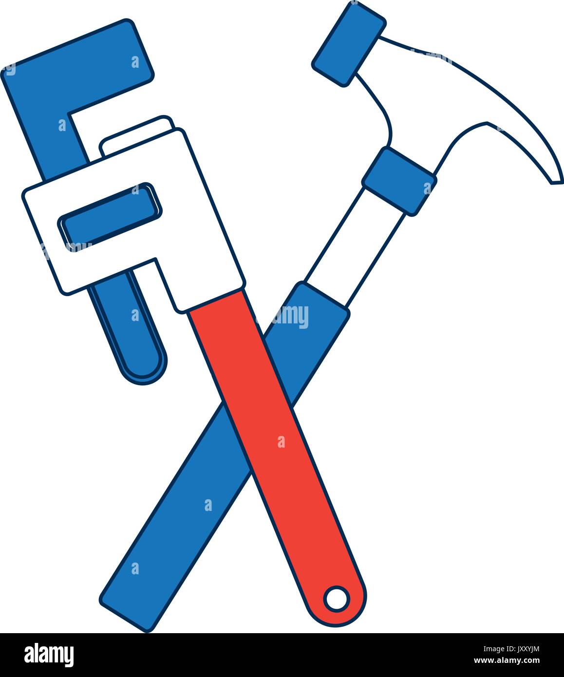 hammer and adjustable wrench tools repair Stock Vector Image & Art - Alamy