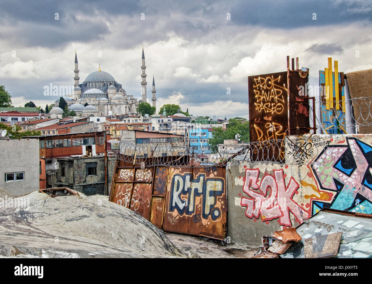 The Blue Mosque in Istanbul, as seen from the rooftop of the Grand ...