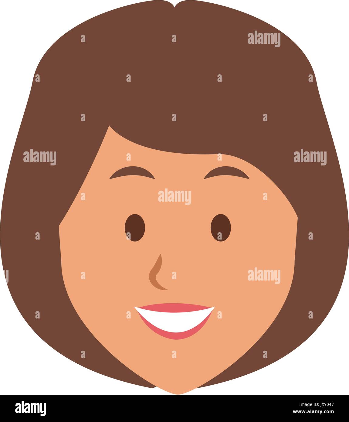 woman face smile expression cartoon character on white background Stock ...