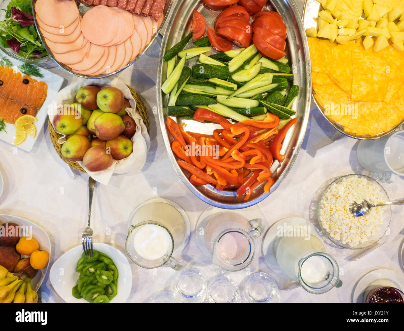 buffet with a variety of snacks for lunch Stock Photo - Alamy