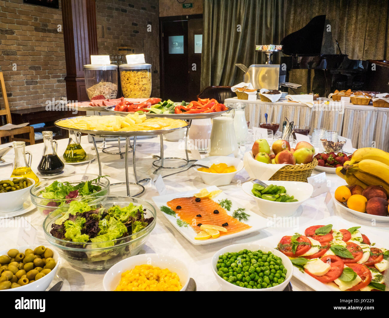 buffet with a variety of snacks for lunch Stock Photo - Alamy