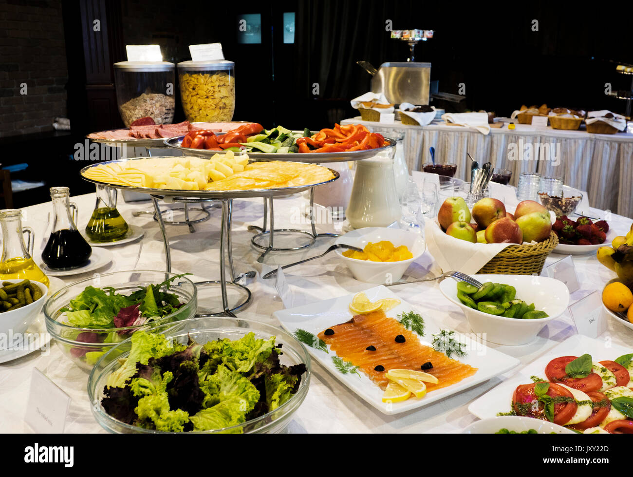 buffet with a variety of snacks for lunch Stock Photo - Alamy
