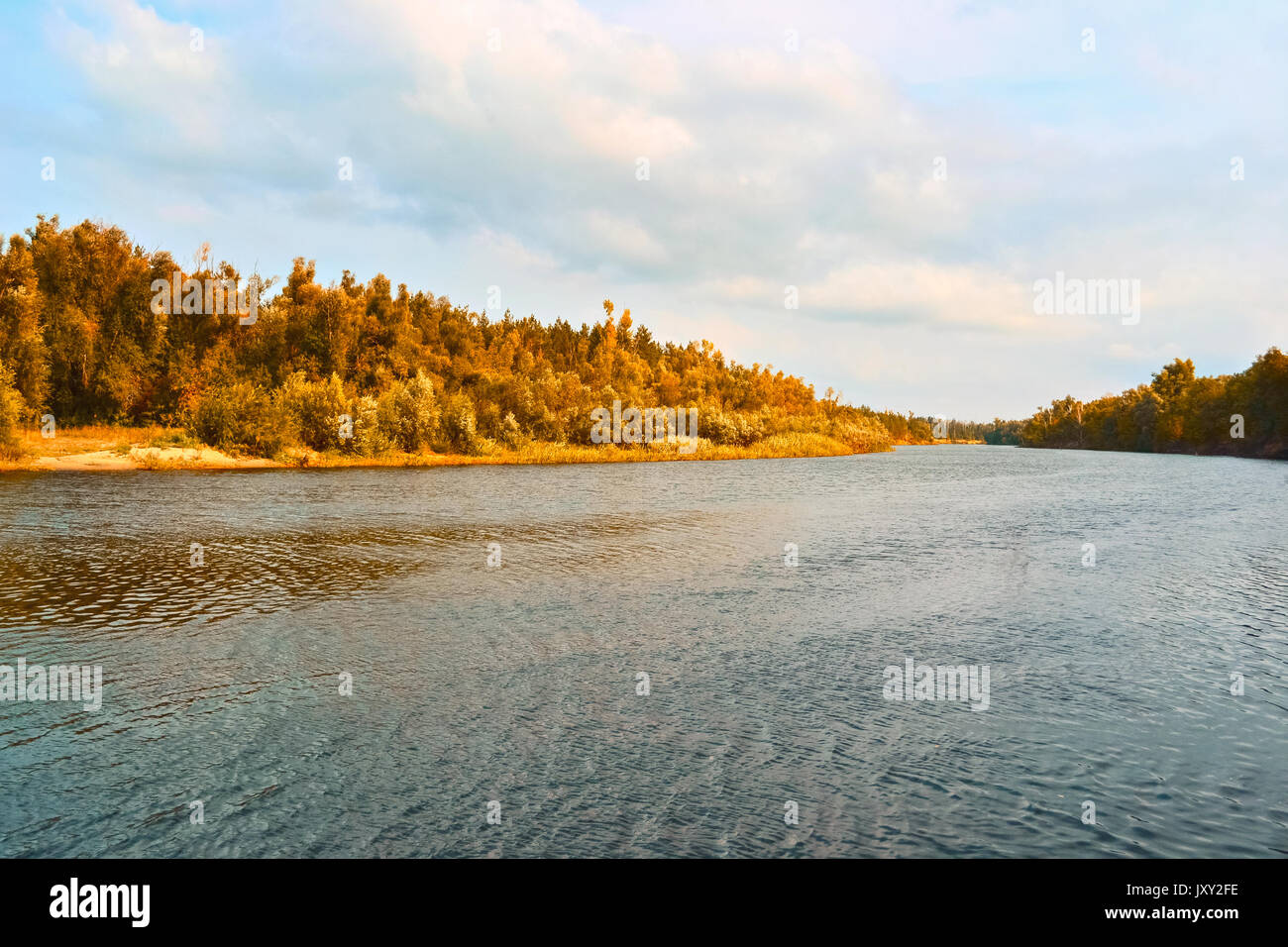 Bright autumn river landscape Stock Photo - Alamy