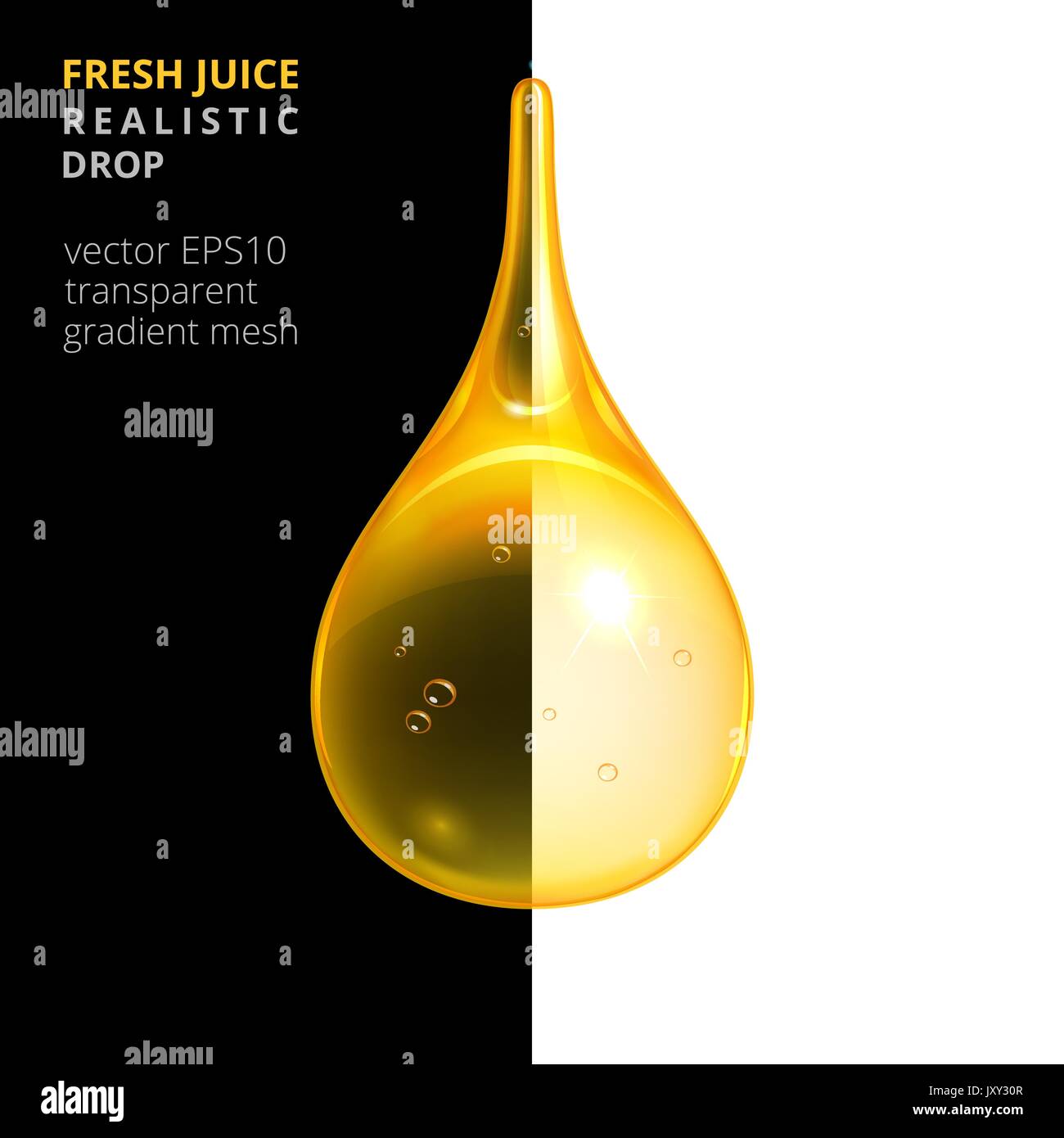 Transparent fresh juice drop. Vector realistic 3d droplet of a natural ...