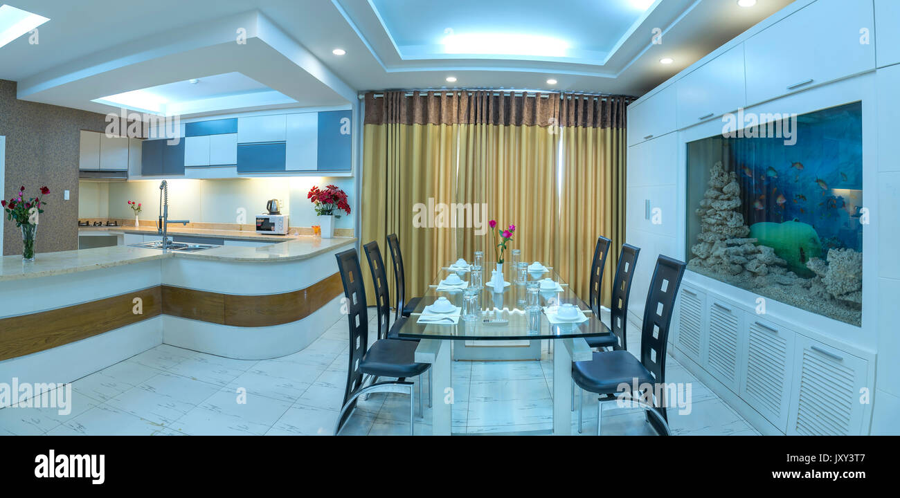 Modern living room in luxury apartments with airy, clean amenities ...