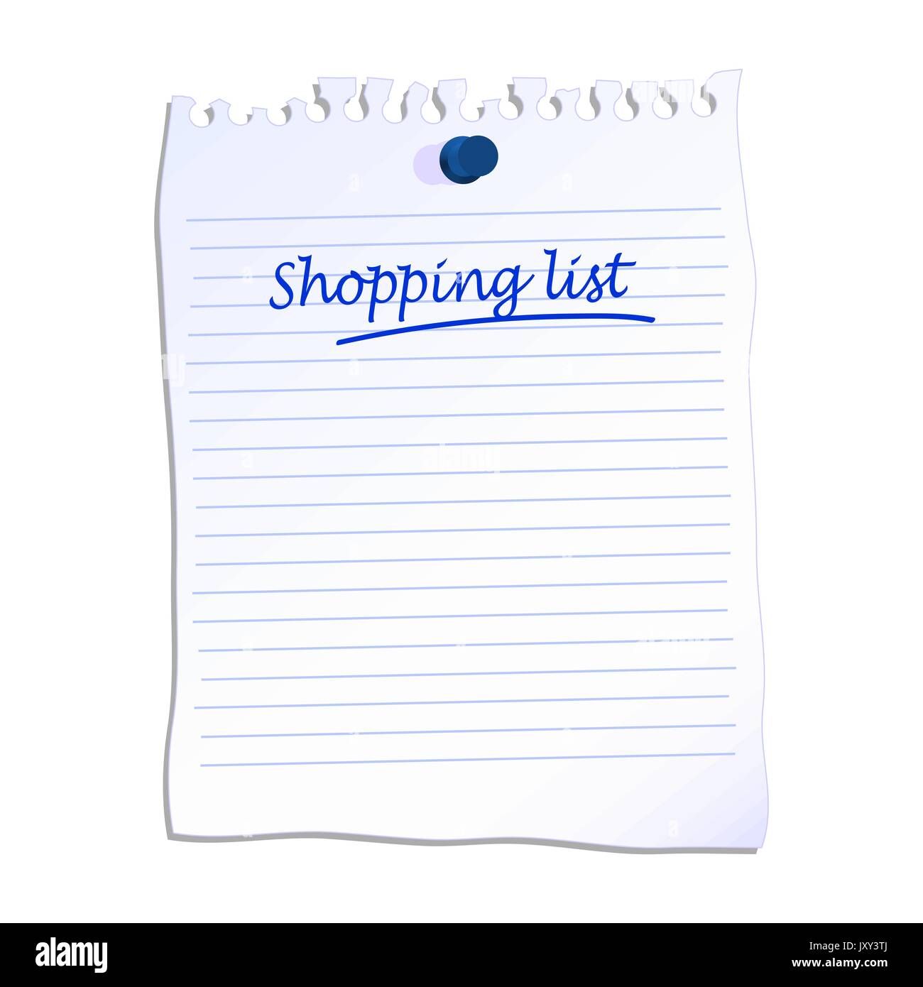 Shopping list written on lined paper vector illustration Stock Vector ...