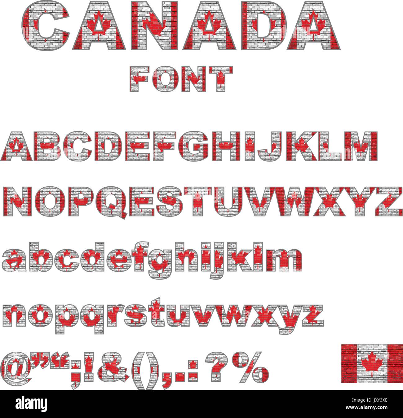 Canada flag font - Illustration, Stylized alphabet with flag of Canada ...