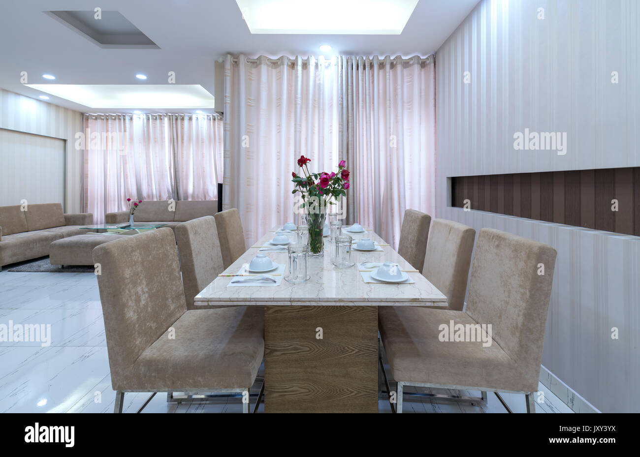 Modern living room in luxury apartments with airy, clean amenities ...