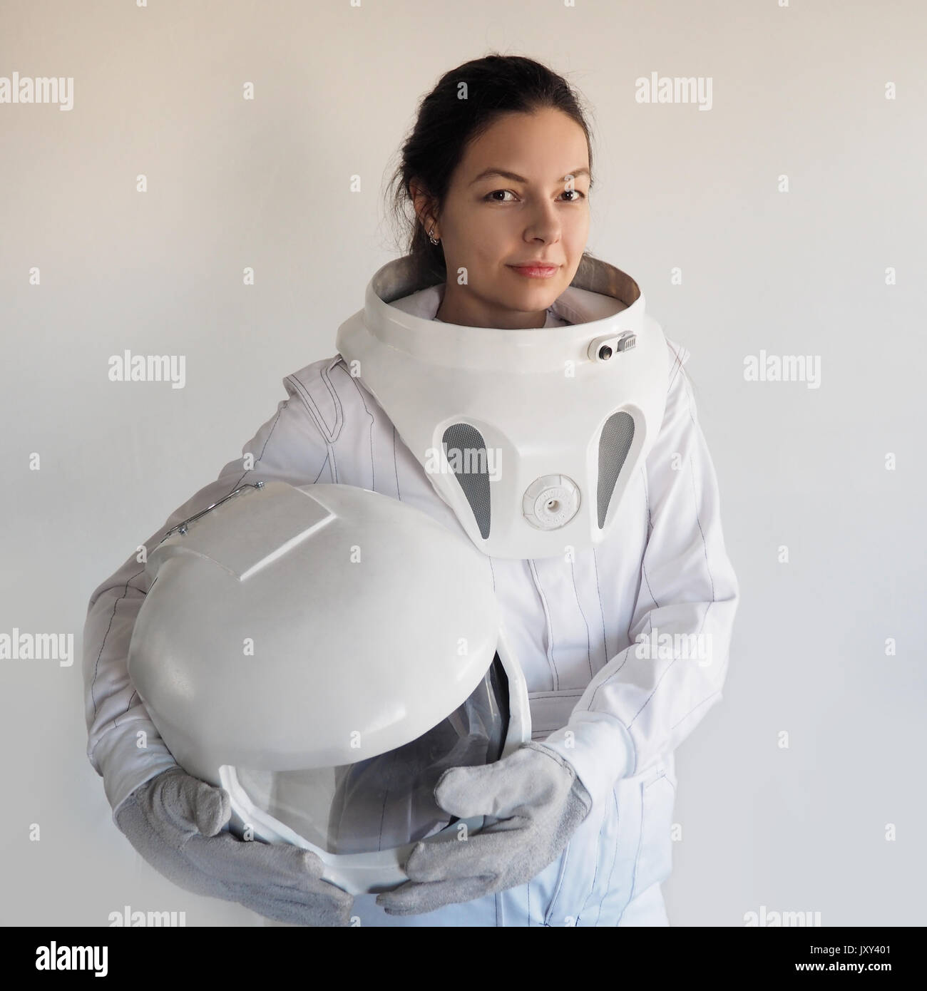 Female astronaut on a white background. Fantastic space suit Stock ...