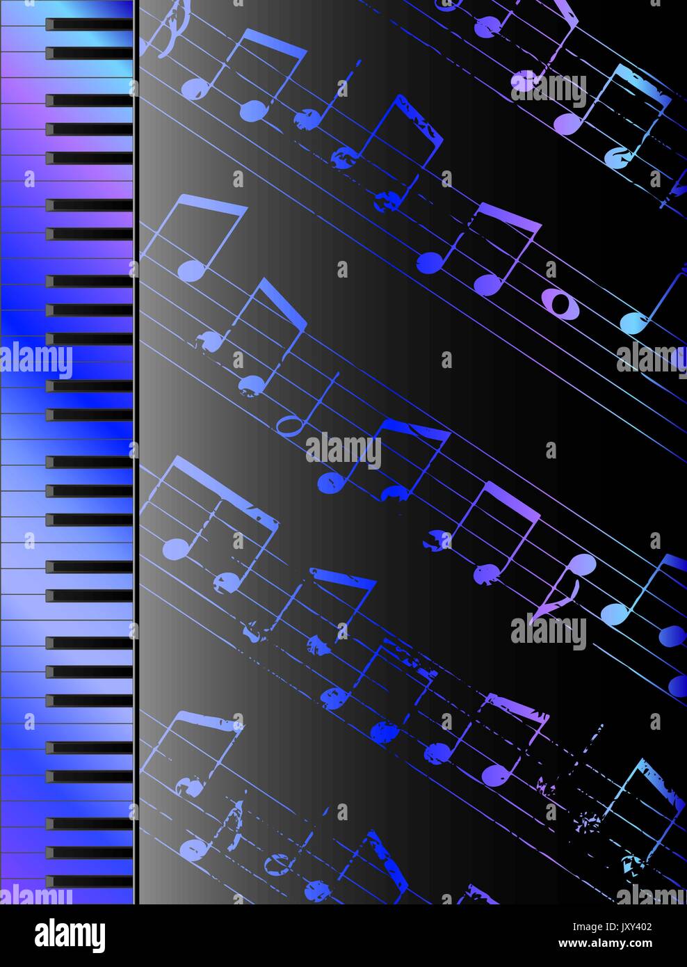 Piano keyboard and random notes musical vector background Stock Vector ...