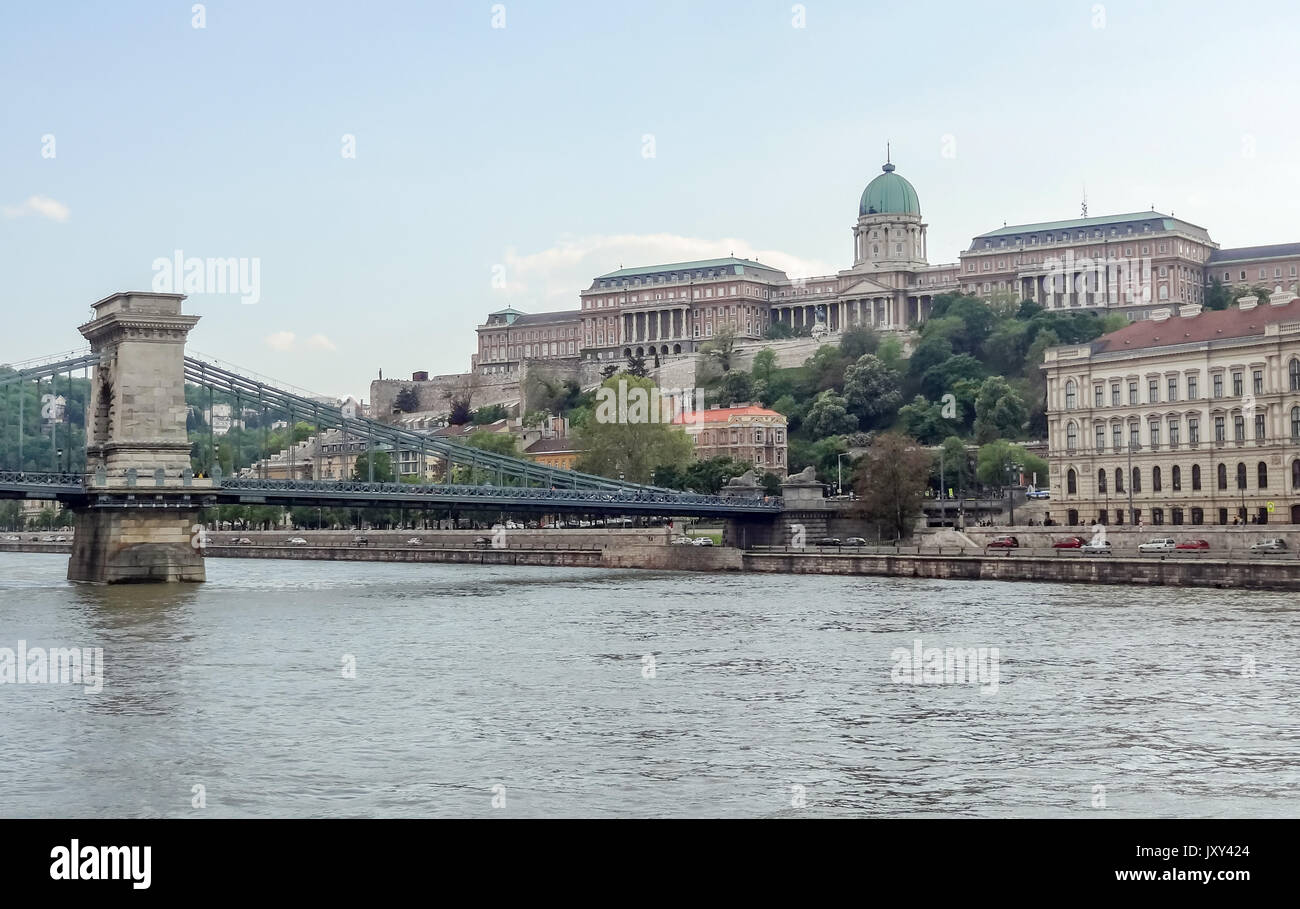 Panoramic view of buda castle and the river at budapest hi-res stock ...
