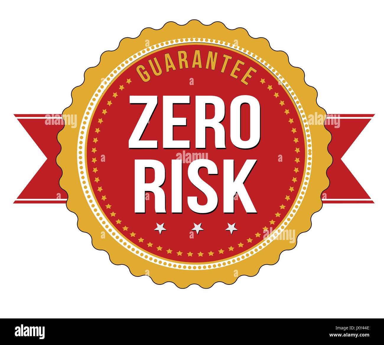 Zero risk label or sticker on white background, vector illustratio ...