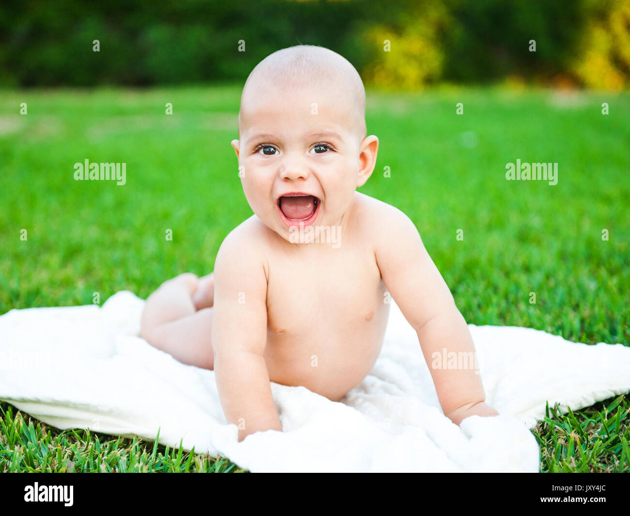 Cheerful cute kid on the nature Stock Photo - Alamy