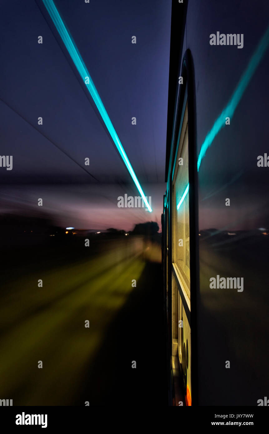 View of the lights from a train at full speed Stock Photo - Alamy