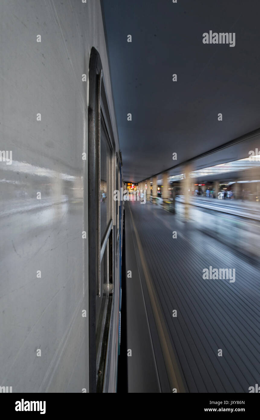 Train entering a station hi-res stock photography and images - Alamy