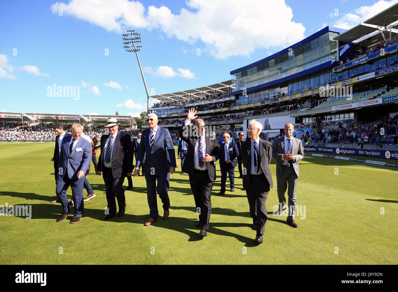 Former England players parade on the pitch during the first interval ...