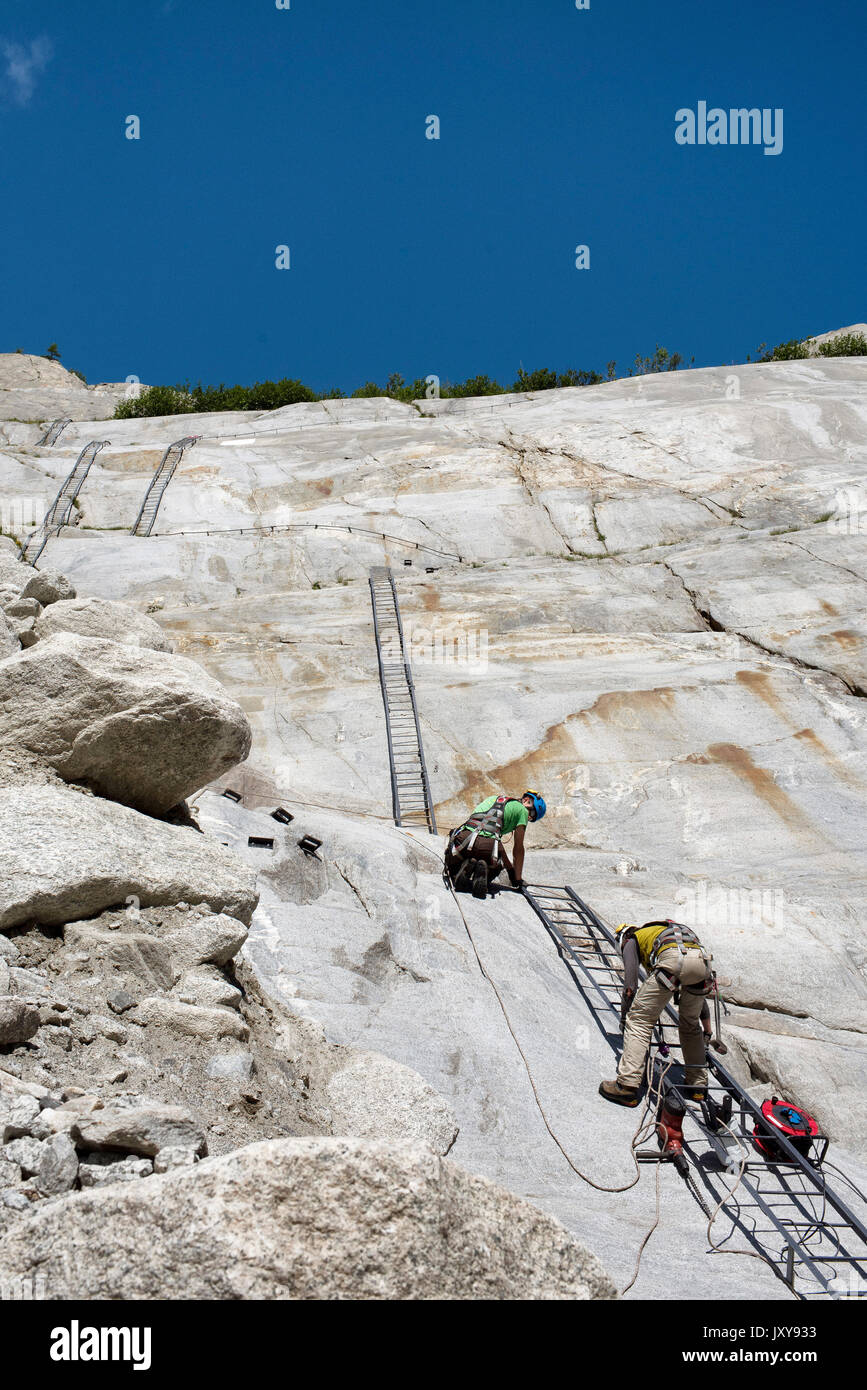 Chamonix-Mont-Blanc (Upper Savoy, French Alps, eastern France): ladders ...