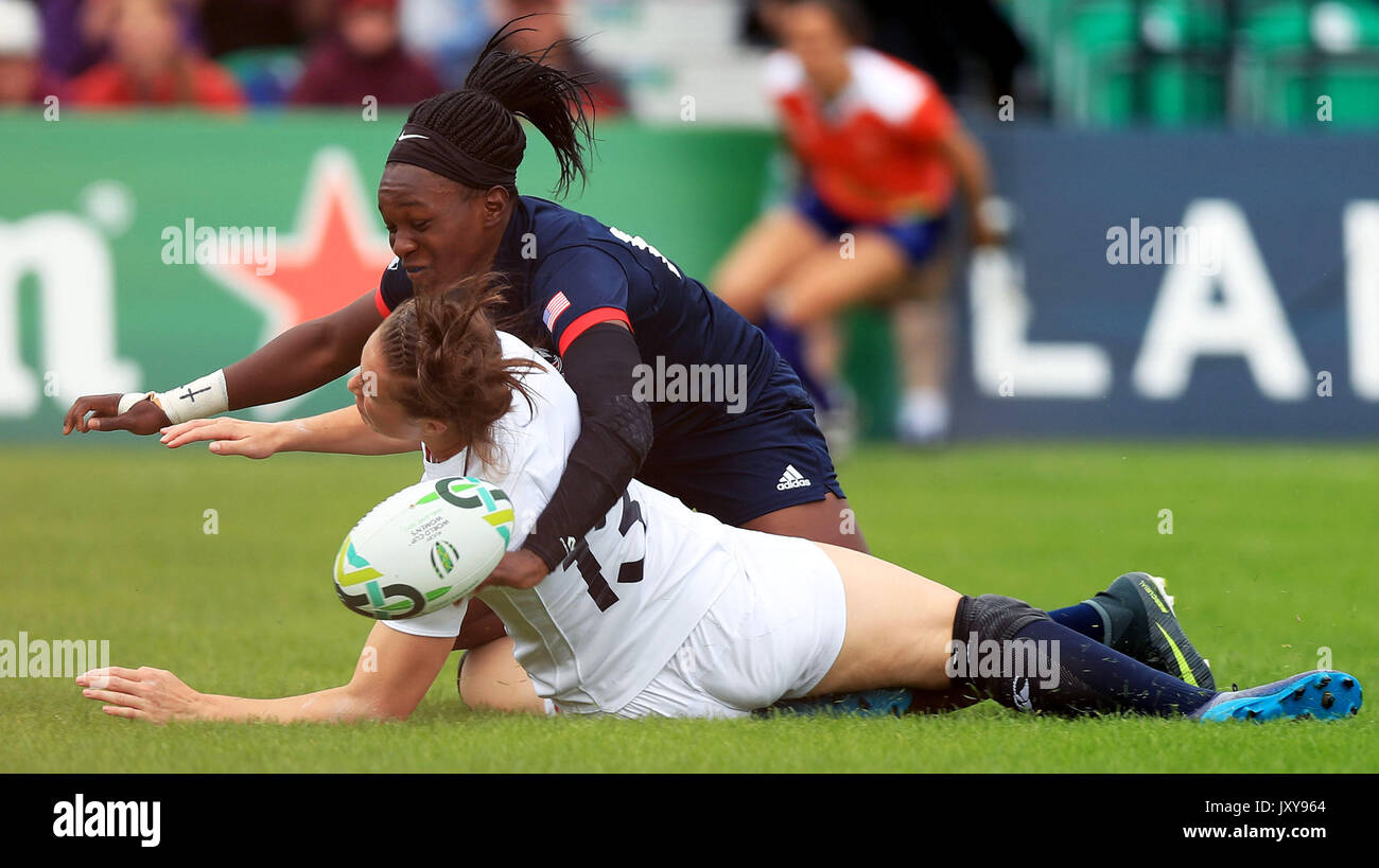 England's Emily Scarratt score's the first try of the game despite the ...