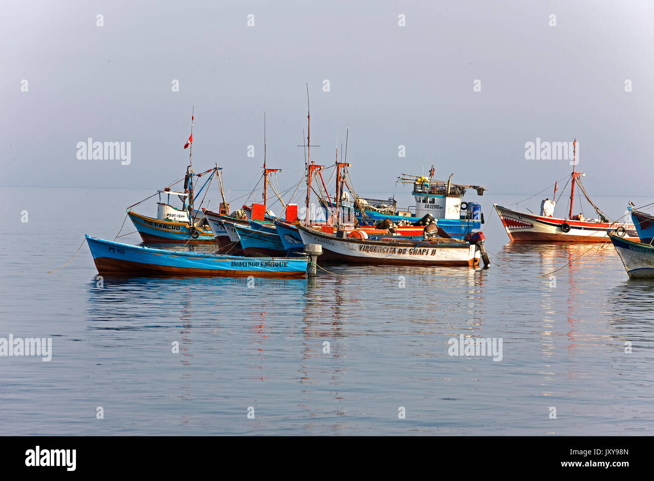 FISHING BOATS, HARBOUR OF PARACAS IN PERU Stock Photo - Alamy