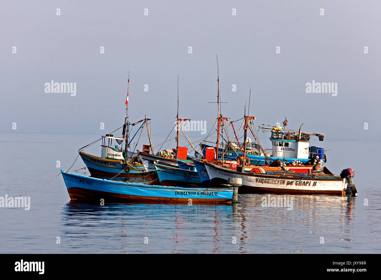 FISHING BOATS, HARBOUR OF PARACAS IN PERU Stock Photo - Alamy