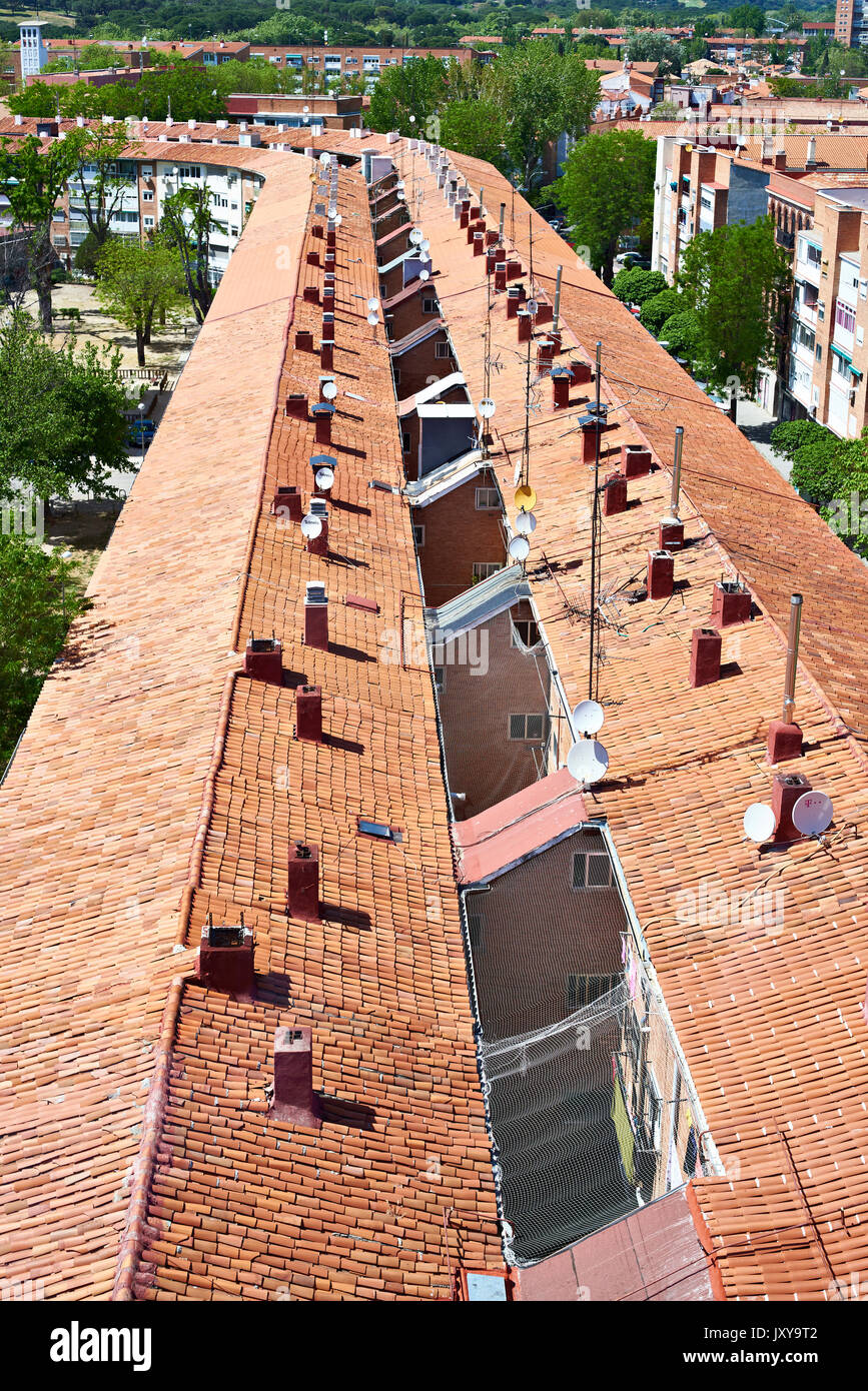 Working quarters of Madrid with tiled roofs Stock Photo - Alamy