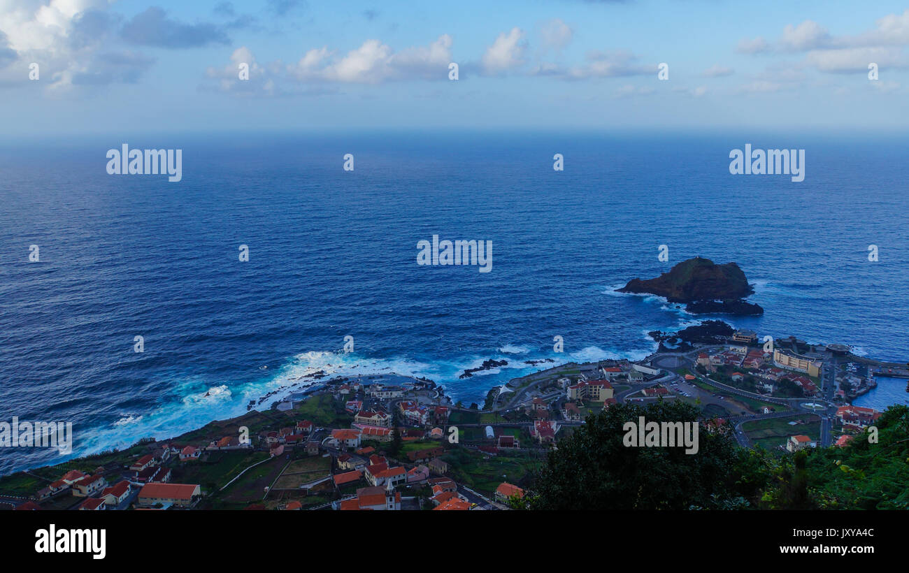 Madeira - View above the City of Porto Moniz and the ocean at dawn ...
