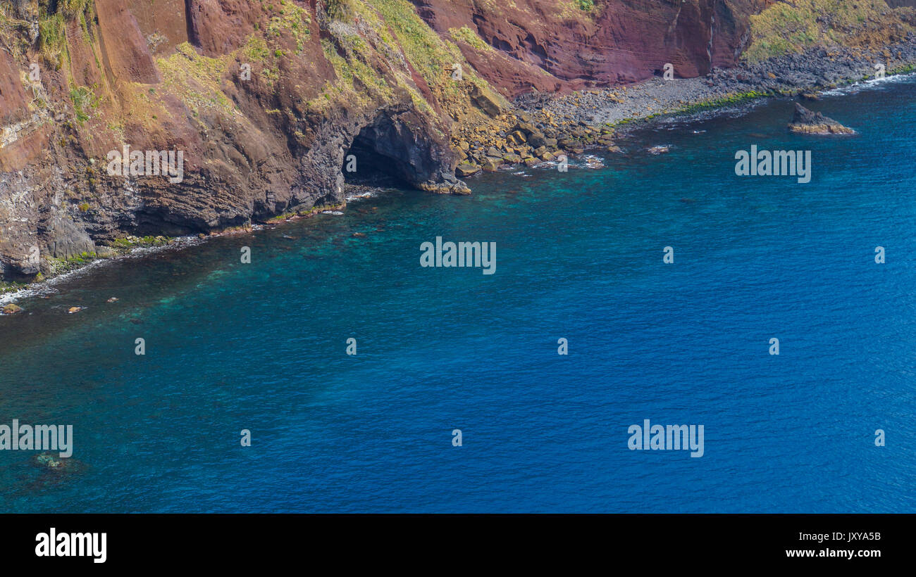 Madeira - Blue water of the ocean at Garajau with a cave Stock Photo ...