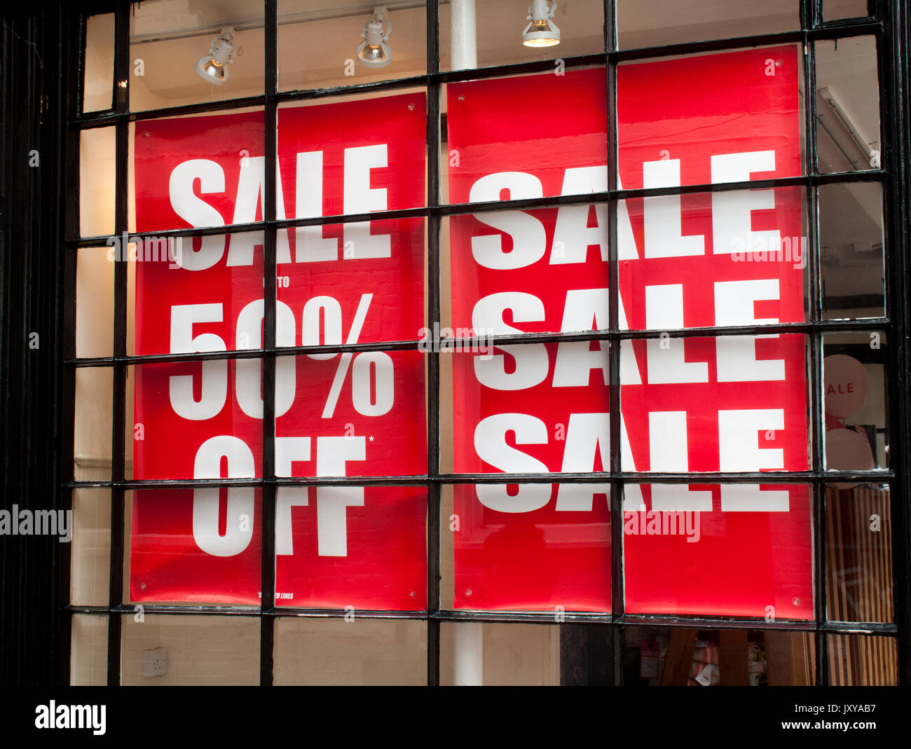 The Edinburgh Woollen Mill clothing retailer window display, sale with ...
