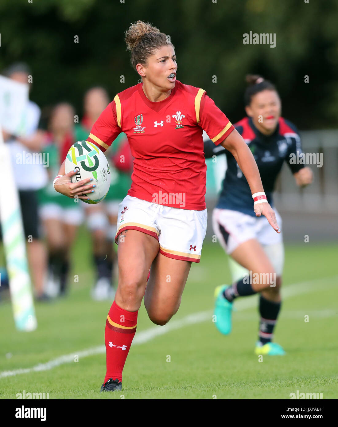 Wales' Jess Kavanagh Williams on her way to scoring a try during the ...