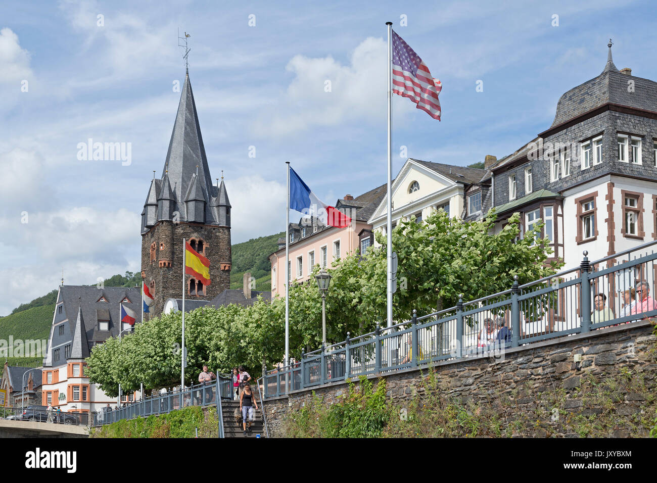 St. Michaels Church, old town, Bernkastel-Kues, Moselle, Germany Stock ...