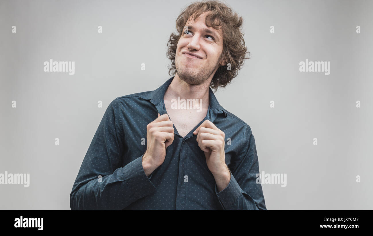 man feeling beautiful fine and successful in a funny portrait with an ...