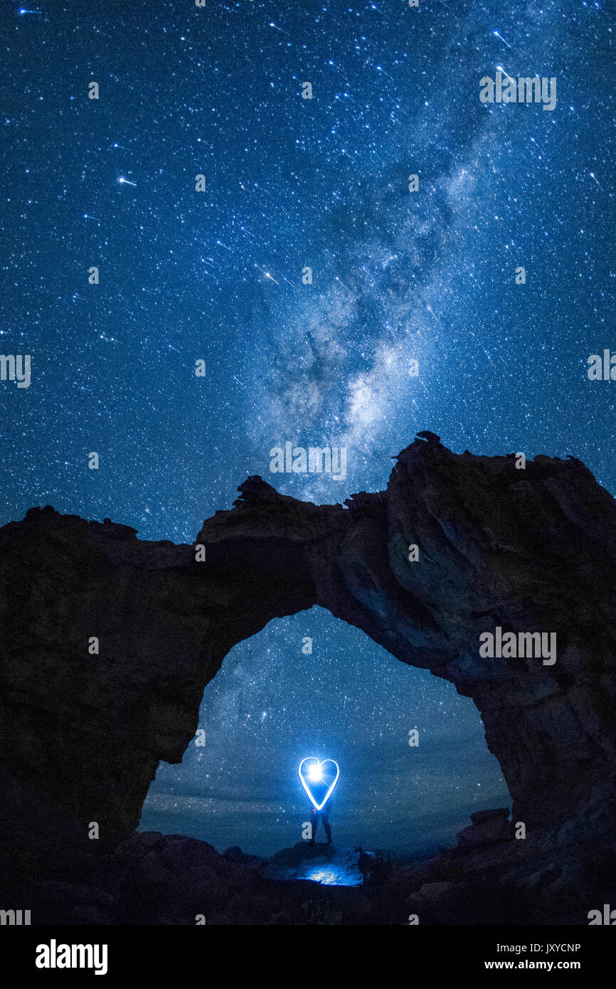 Meteor shower above the Wolfberg Arch, Cederberg Mountains, South ...