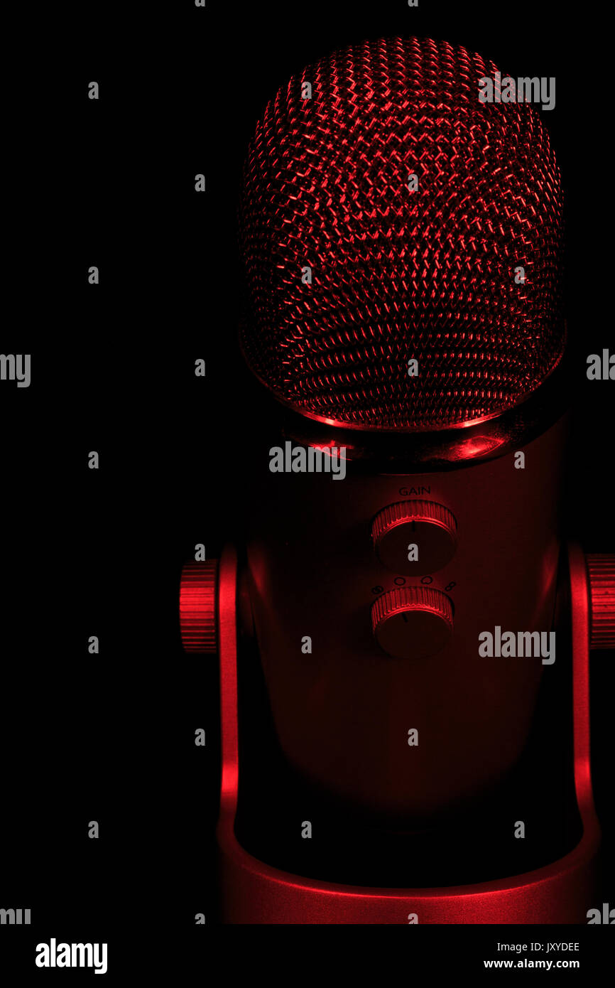 Vintage silver MIc with red color Stock Photo - Alamy