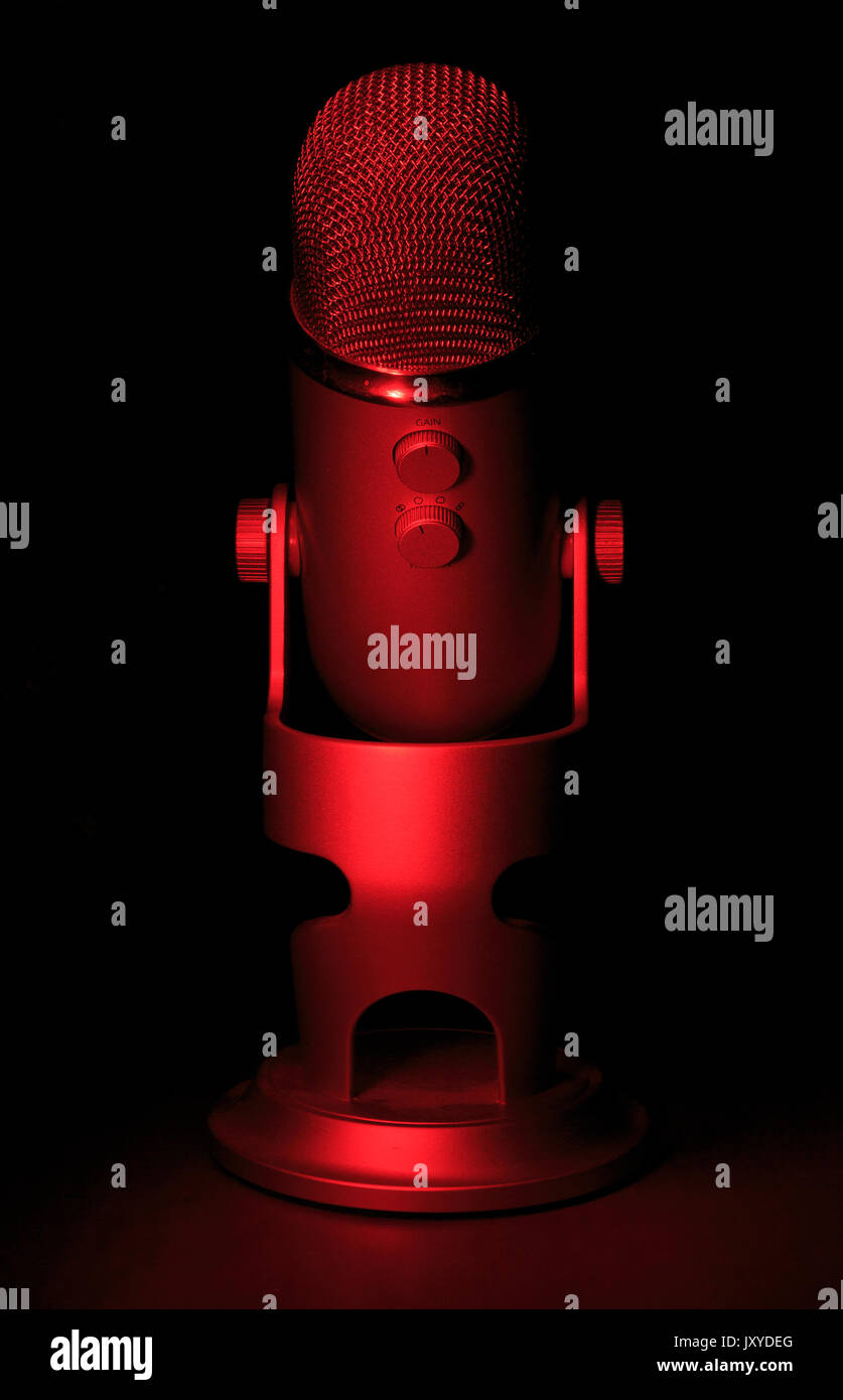 Vintage silver MIc with red color Stock Photo - Alamy