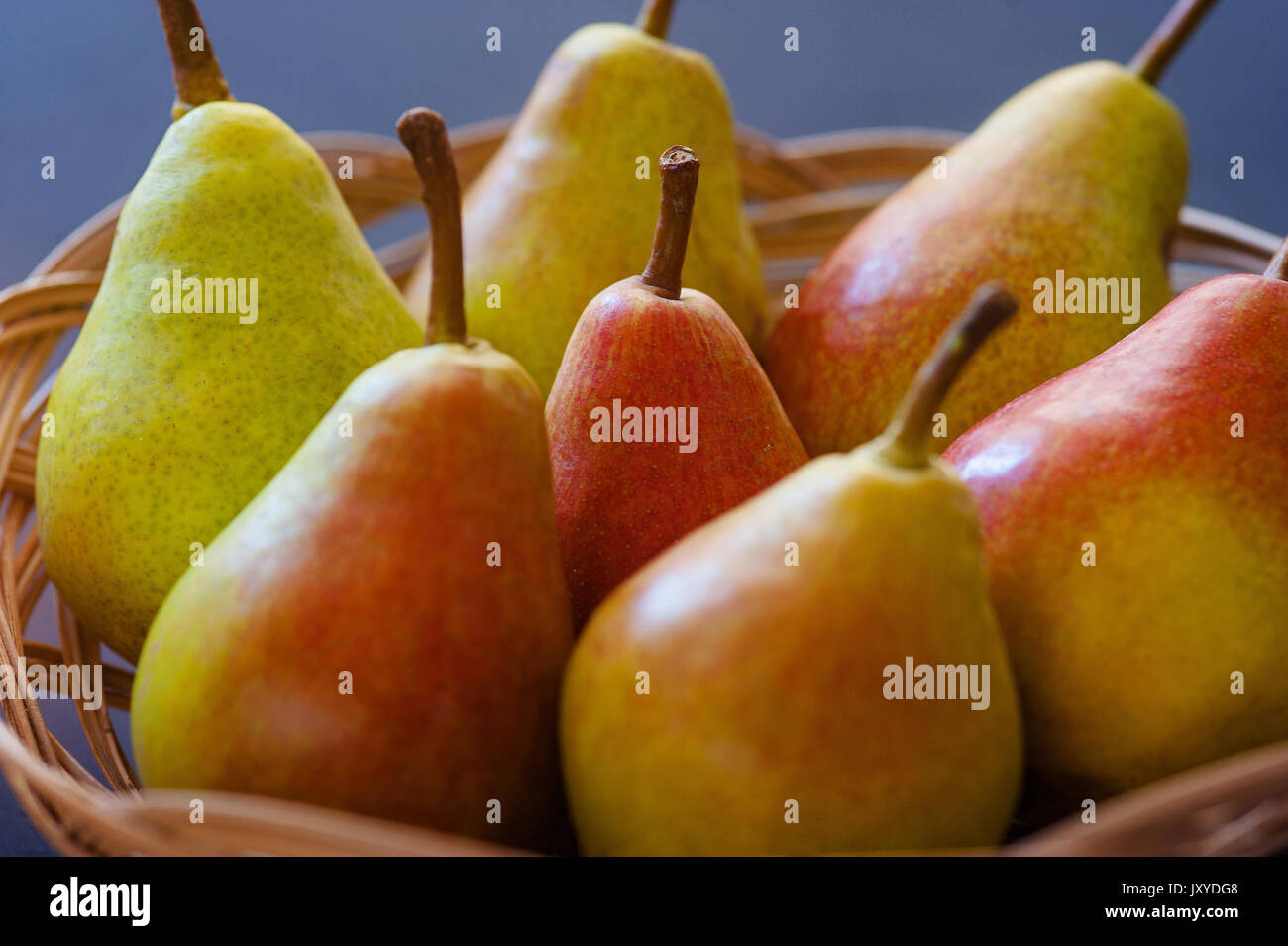 Autumn nature concept. Fall pears on wood. Thanksgiving dinner Stock ...