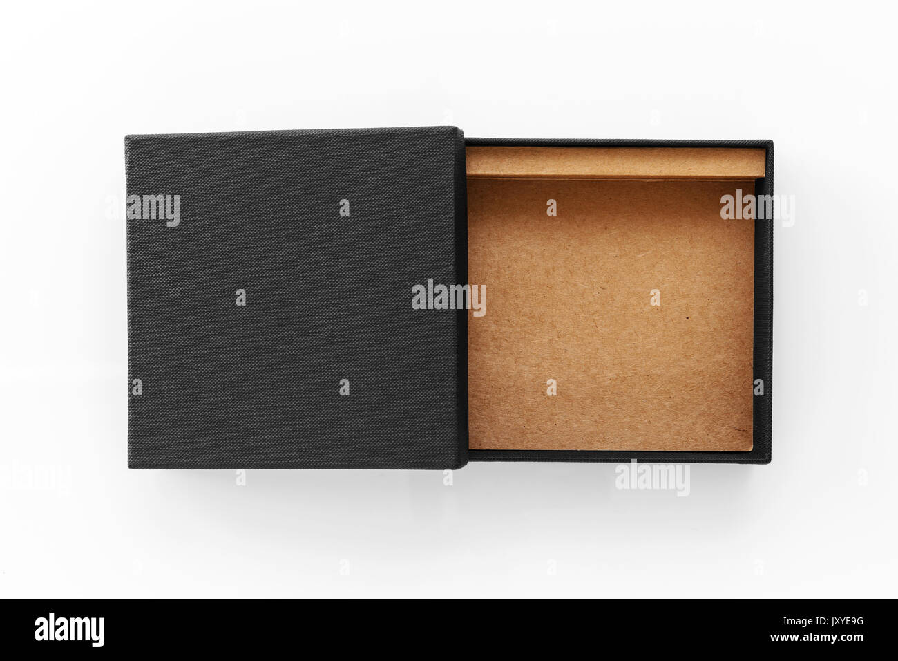 Black box product packaging opened with lid on white background Stock ...