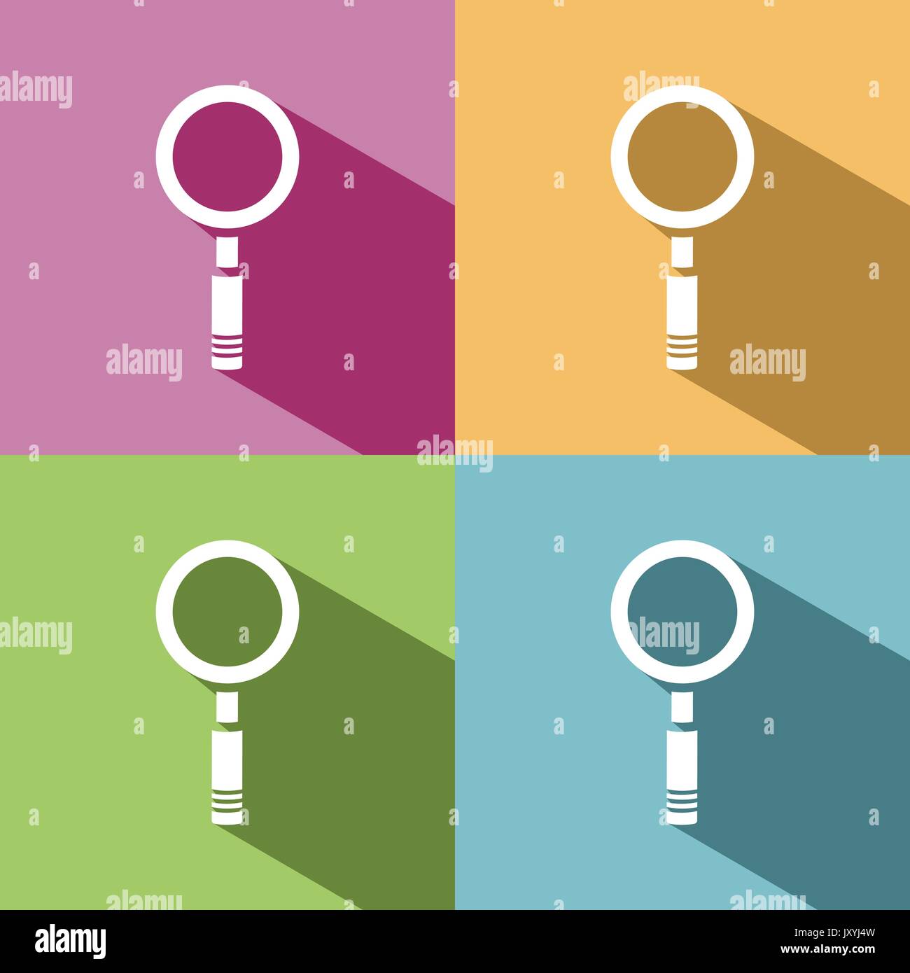 Magnifying glass icon with shade on colored background. Vector ...