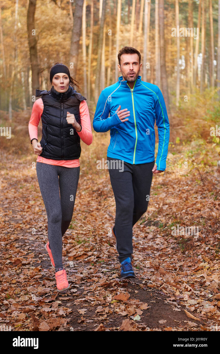 Man running in morning forest hi-res stock photography and images - Alamy