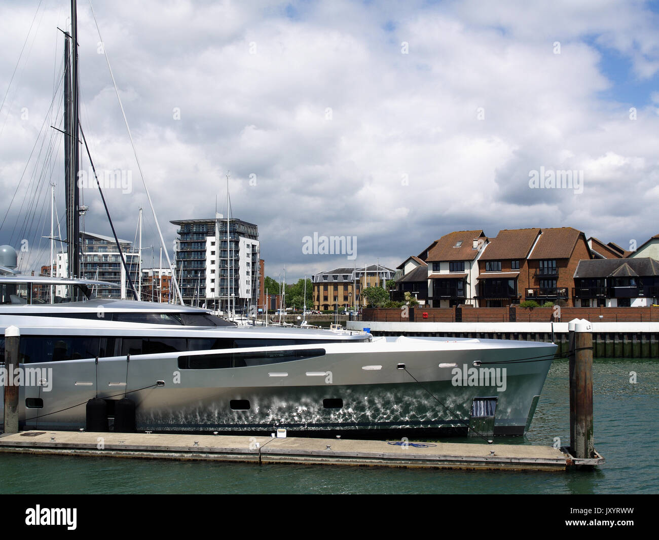 46 metre superyacht Lady May moored at Ocean Village marina ...