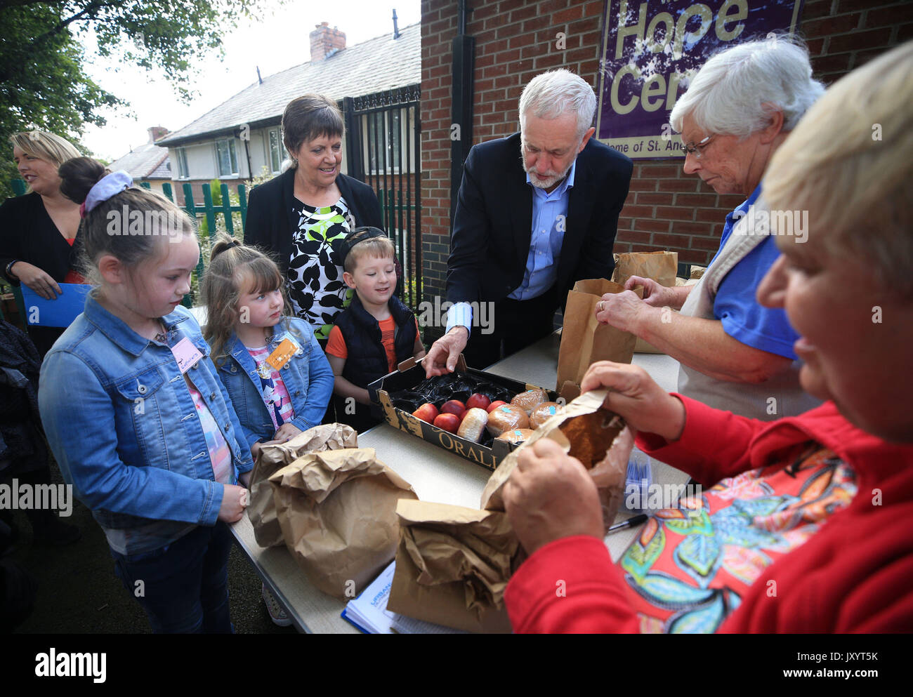 Labour leader Jeremy Corbyn visits the Hope Centre, a food bank in ...