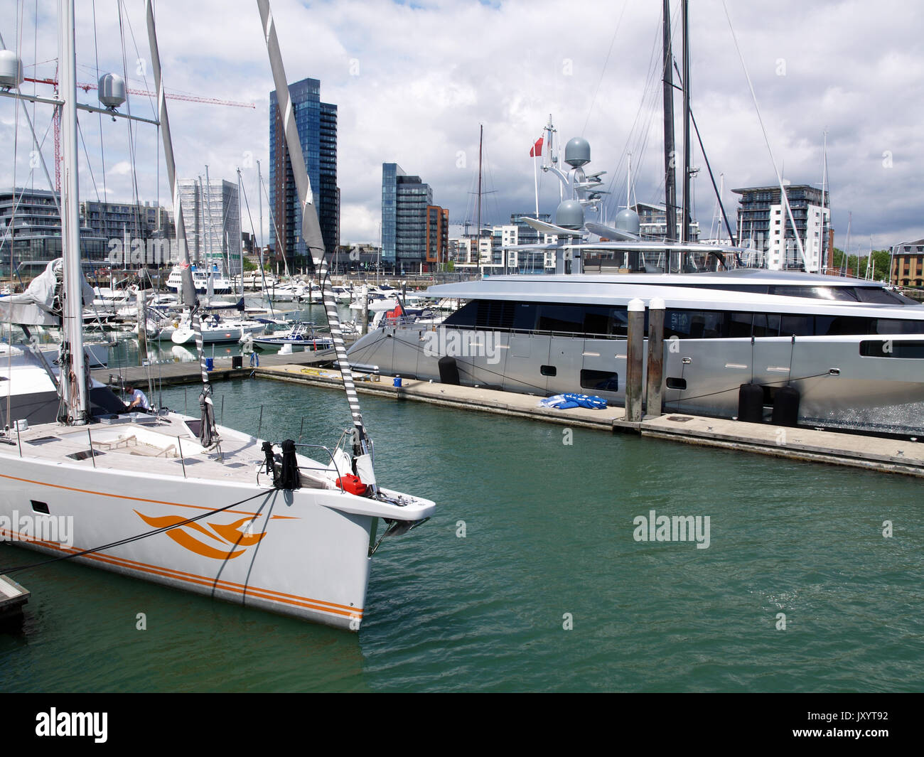 46 metre superyacht Lady May moored at Ocean Village marina ...