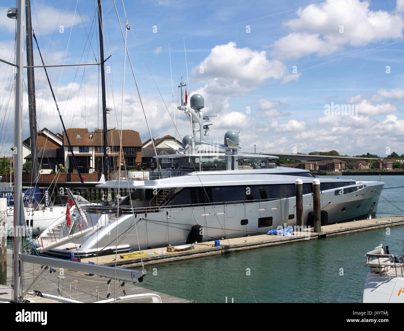 46 metre superyacht Lady May moored at Ocean Village marina ...