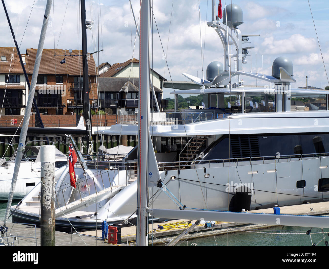 46 metre superyacht Lady May moored at Ocean Village marina ...
