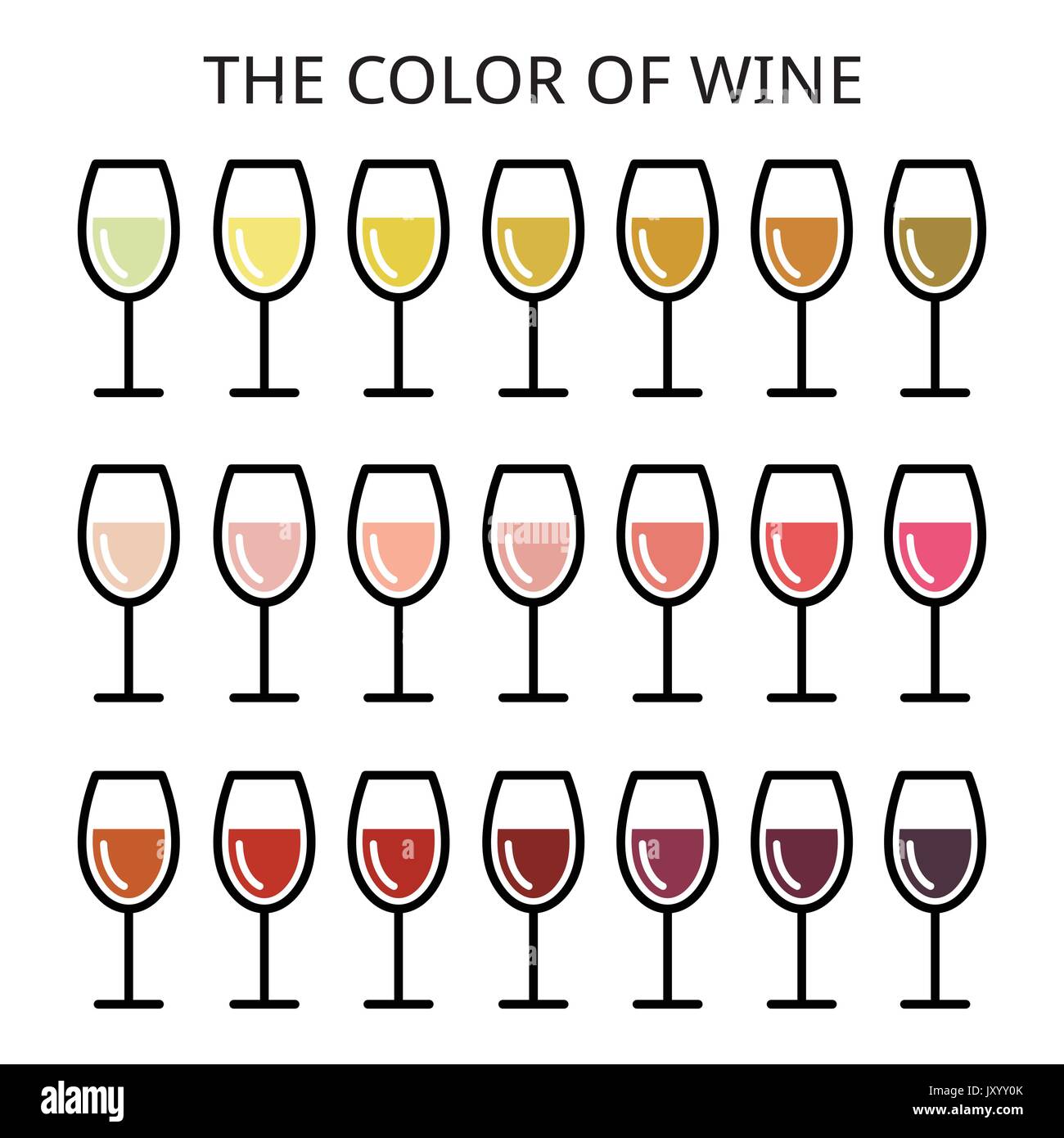 The color of wine - different shade of white, rose and red wine icons ... The color of wine - different shade of white, rose and red wine icons ...