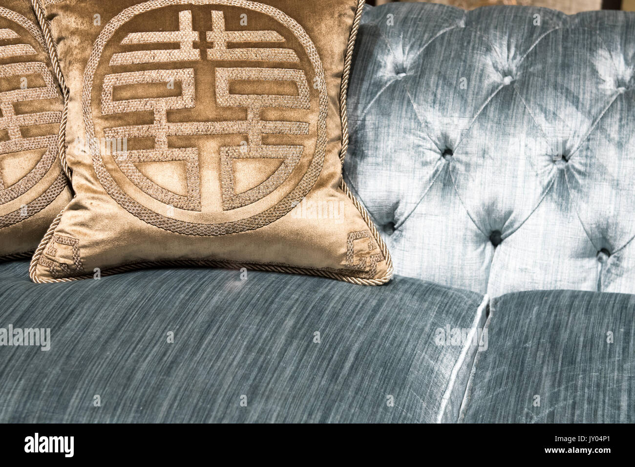 Expensive Pattern Cushions on Soft, Luxury, Comfortable Sofa Stock ...