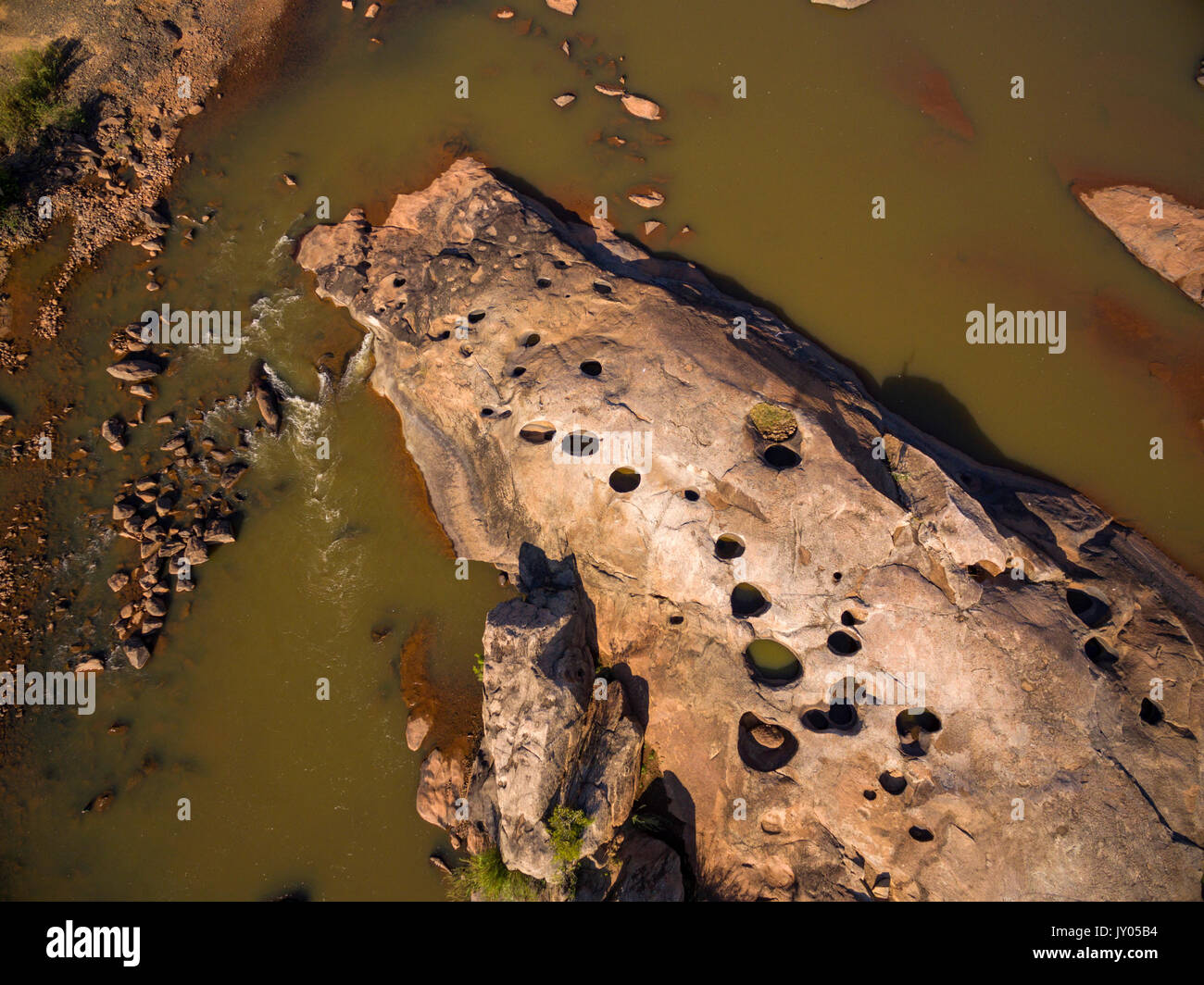 An aerial view of the Mazowe river in Zimbabwe's Umfurudzi safari area ...