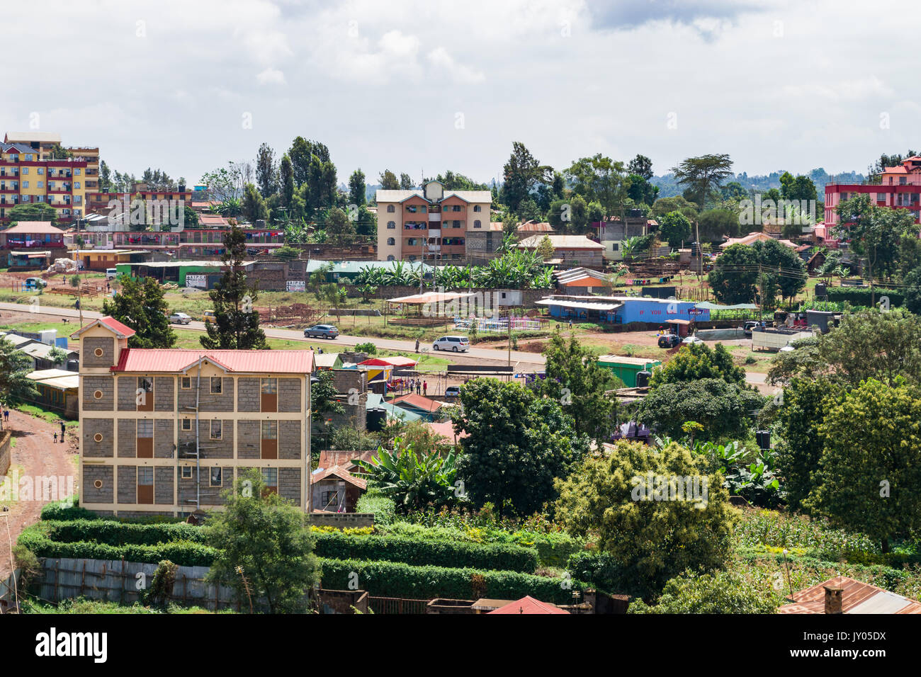 Ruaka town with buildings and people, Kenya Stock Photo - Alamy