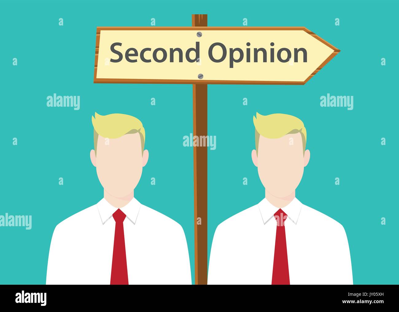 second opinion sign illustration with two people with signboard as ...