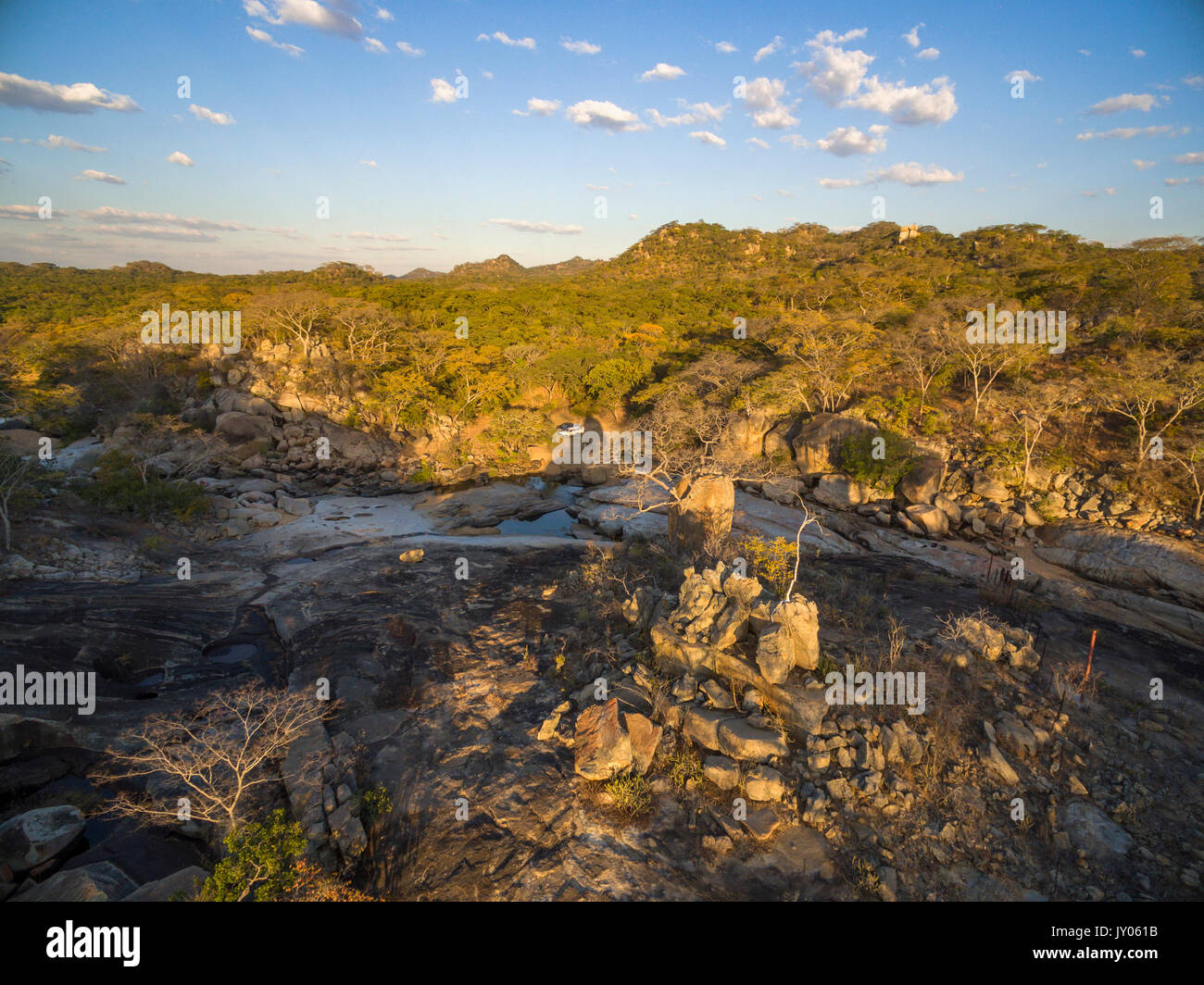 An aerial view of the Mazowe river in Zimbabwe's Umfurudzi safari area ...