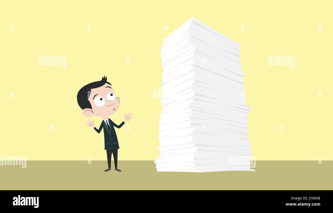 business man with a lot of paper work stack vector Stock Vector Image ...